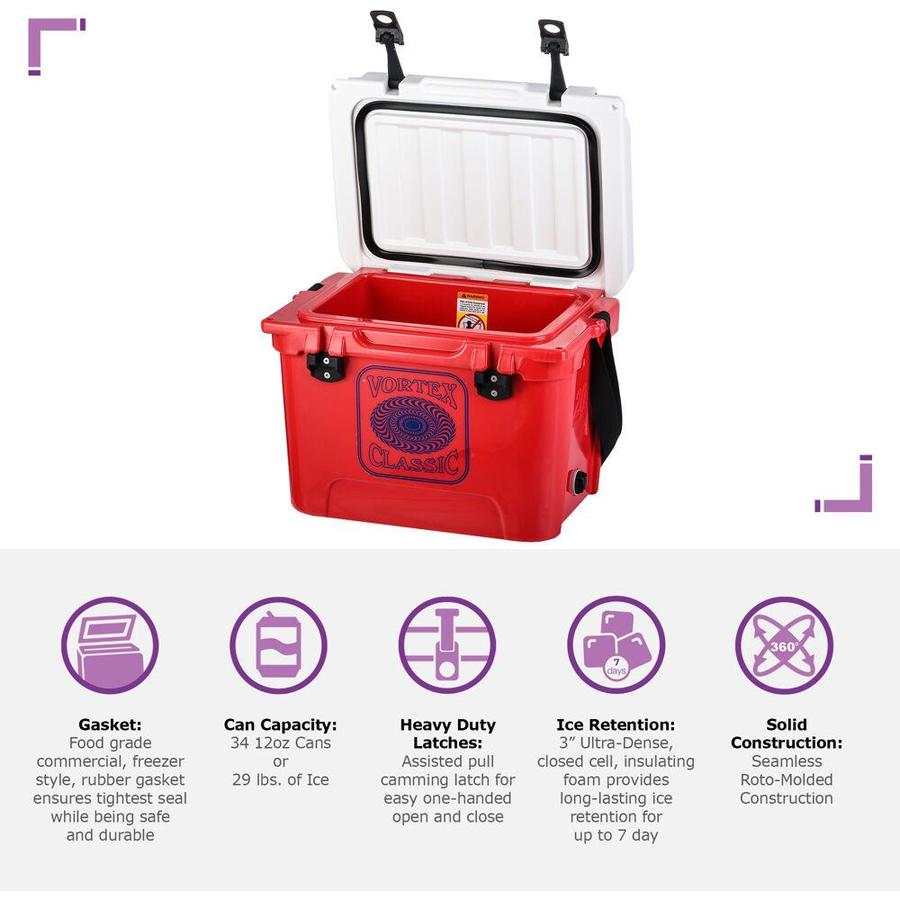 VORTEX Classic Series 20-Quart Rotational-Molded Cooler in Red in the ...
