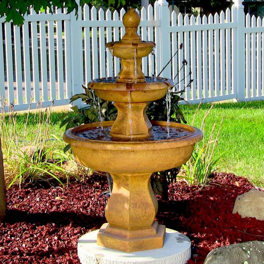 Sunnydaze Decor 40-in H Fiberglass Tiered Fountain Outdoor Fountain in ...