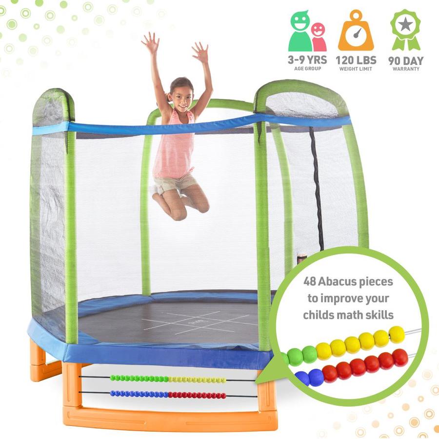 Pure Fun Jump and play 7-ft Octagon Backyard Trampoline with Enclosure ...
