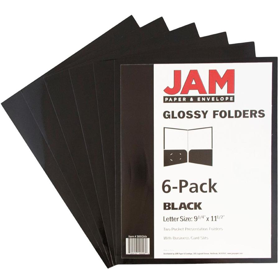 JAM Paper JAM Paper Glossy 2-Pocket Portfolio Folder, Black, 6/Pack in ...