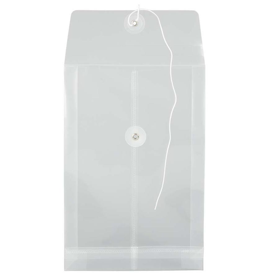 JAM Paper Plastic Envelopes with Button and String Tie Closure, Open ...
