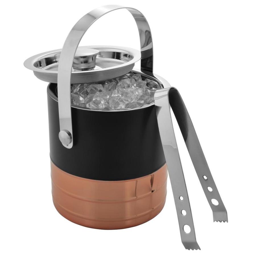 Sol Living Sol Living Double Walled Ice Bucket with Lid and Tongs, Half ...
