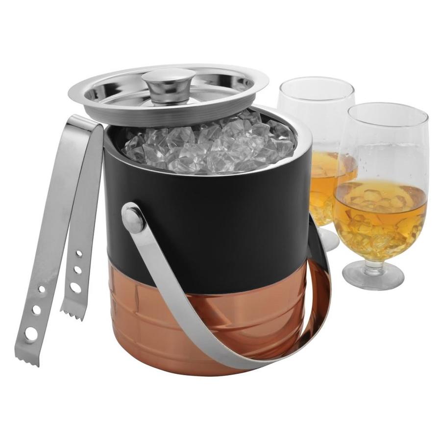 Sol Living Sol Living Double Walled Ice Bucket with Lid and Tongs, Half ...