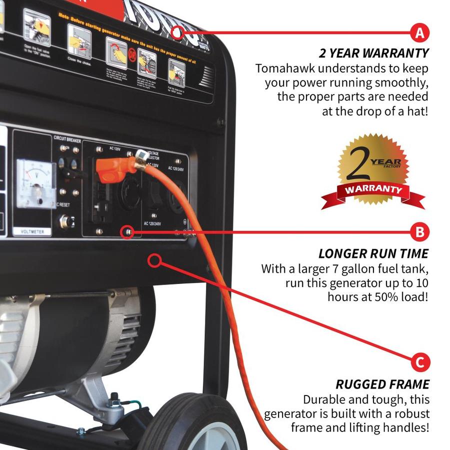 Tomahawk Power Tomahawk 5500-Watt Gasoline Portable Generator with Oem ...