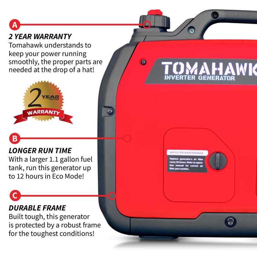 Tomahawk Power Tomahawk 2200-Watt Copper Gasoline Portable Generator in ...