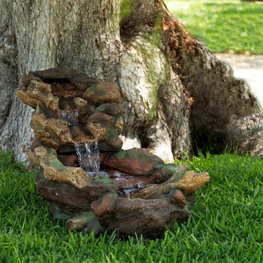 Alpine Corporation Cascading Stone River Fountain with Cool White LED ...