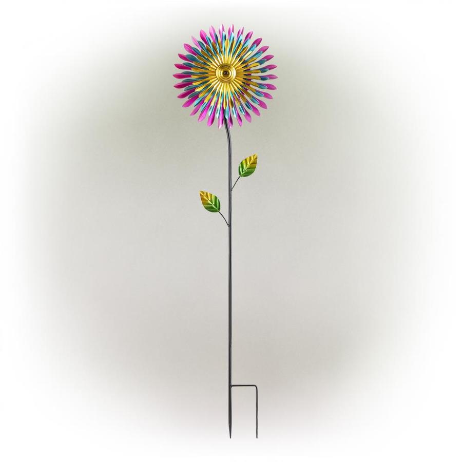 Alpine Corporation Metal Daisy Wind Spinner Garden Stake in the Wind ...