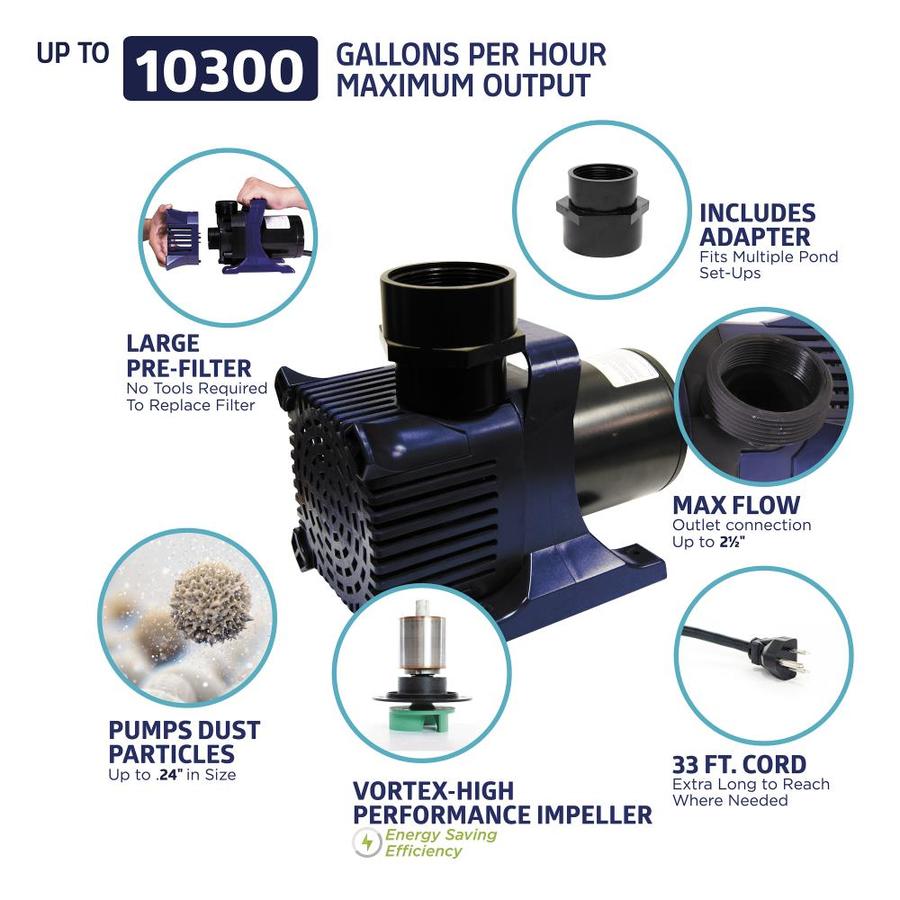 Alpine Corporation 10300-GPH Submersible Pond Pump in the Pond Pumps ...