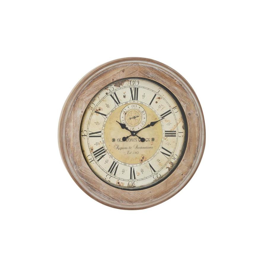 Grayson Lane 30.5 Oversized Round Antique Beige Wood Wall Clock with ...