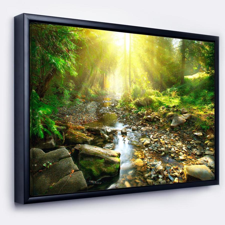 Designart Mountain Stream in Forest- Landscape Photography Framed ...