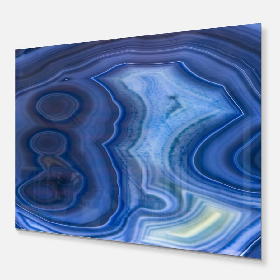 Designart Blue Agate Stone Design- Abstract Metal Wall Art Print in the ...