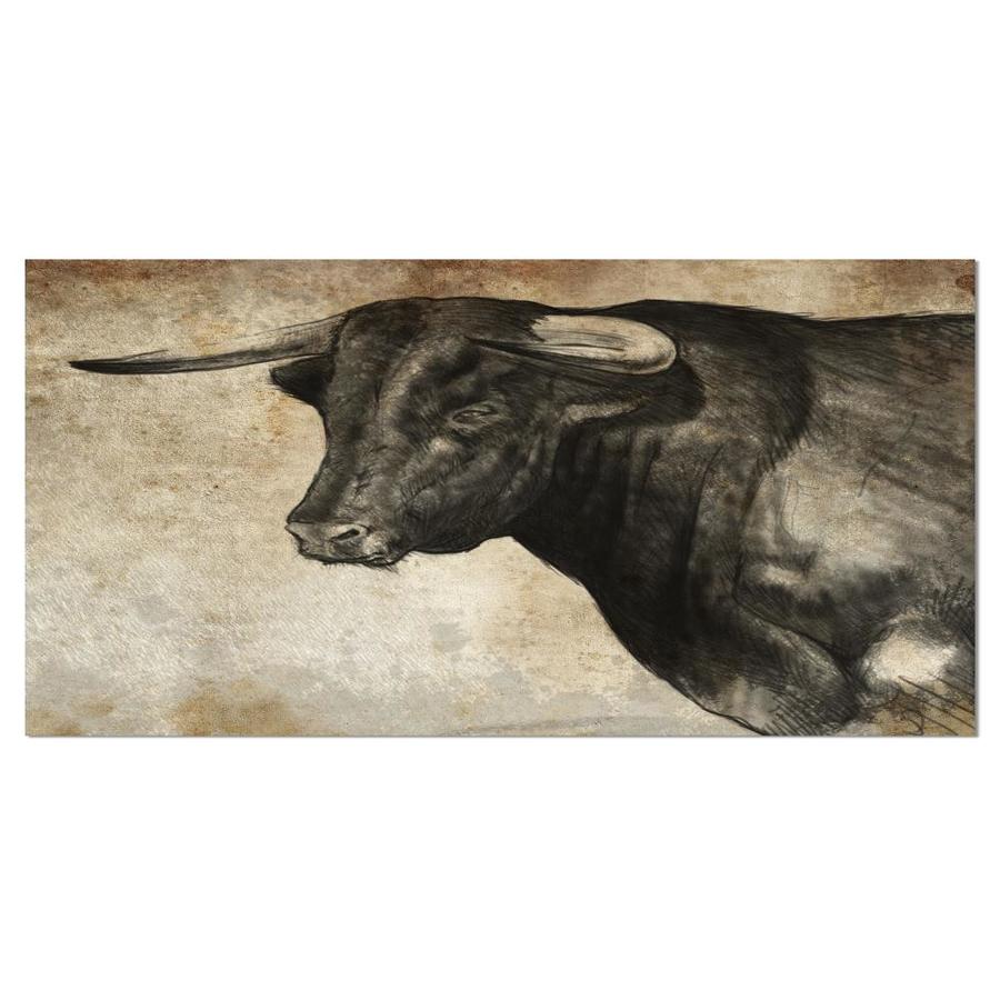Designart Spanish Bull Sketch- Animal Art On Canvas in the Wall Art ...