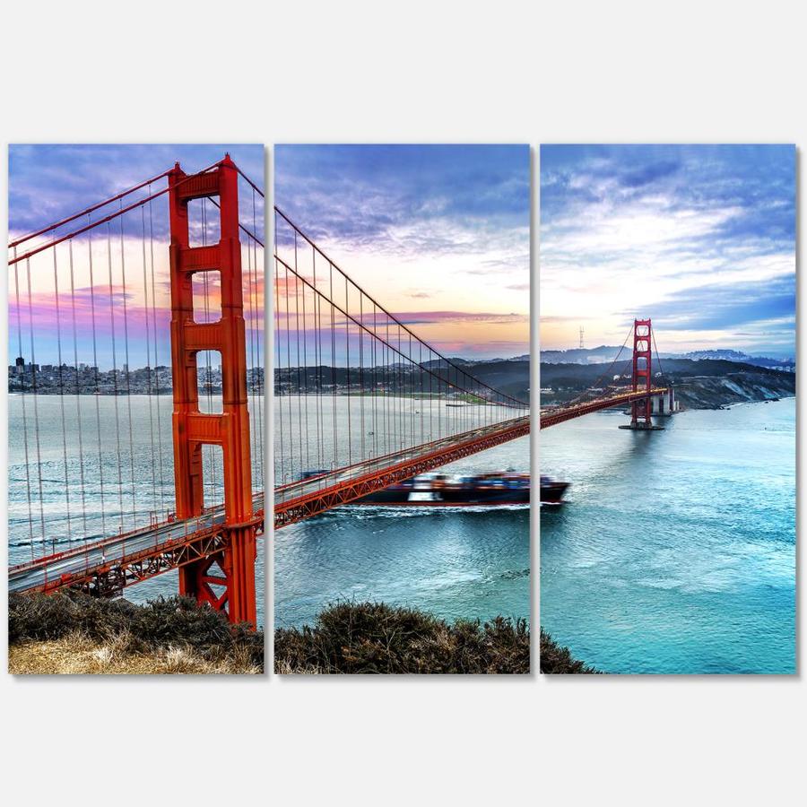 Designart Golden Gate in San Francisco- Multipanel Sea Bridge Metal ...