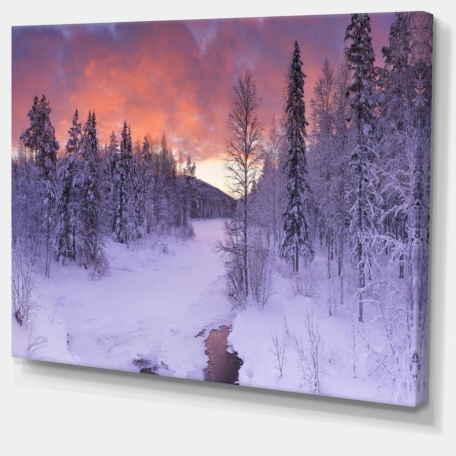 Designart Finnish Lapland Trees in Winter- Landscape Canvas Art Print ...