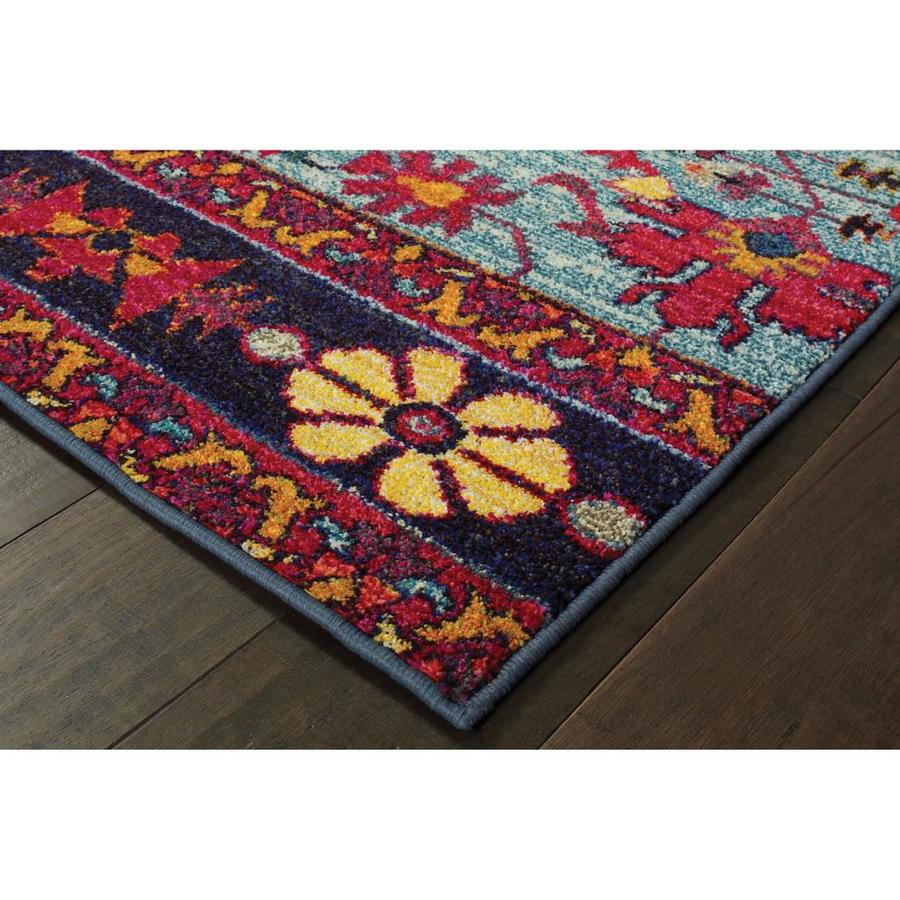 Archer Lane Kennedy 10 x 12 Blue Indoor Floral/Botanical Area Rug in ...