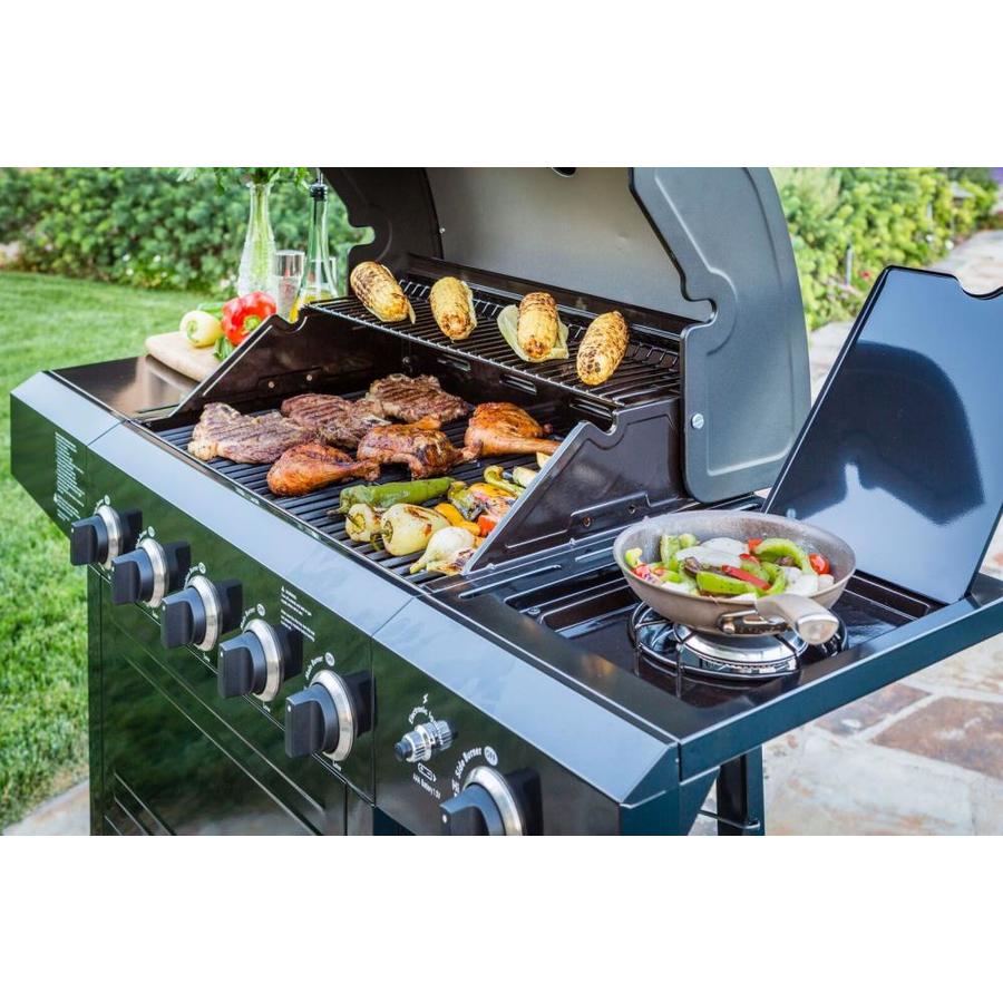 Permasteel Powder Coated Black 5-Burner Liquid Propane Gas Grill with 1 ...