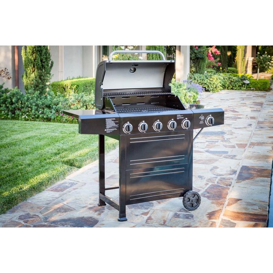 Permasteel Powder Coated Black 5-Burner Liquid Propane Gas Grill with 1 ...