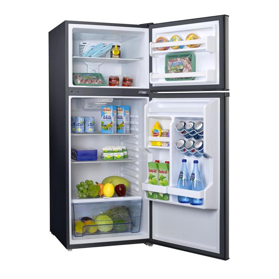 Galanz 10-cu ft Top-Freezer Refrigerator (Stainless Steel Look) in the ...