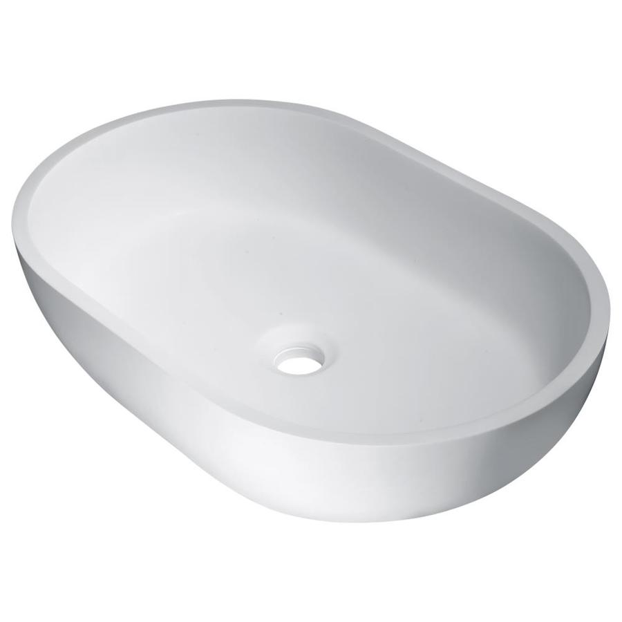 ANZZI Idle Matte White Stone Vessel Oval Bathroom Sink at Lowes.com