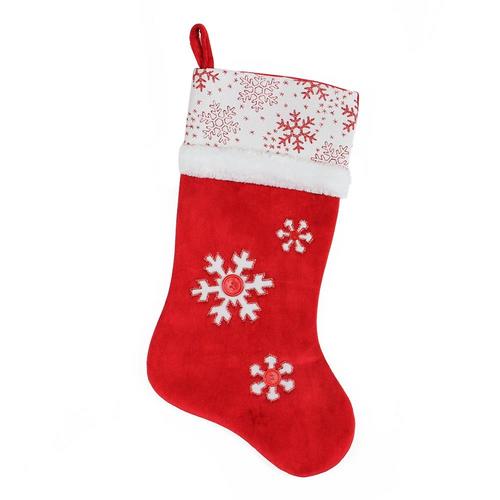 Northlight Country Cabin 20.5-in Red Snowflake Christmas Stocking at ...
