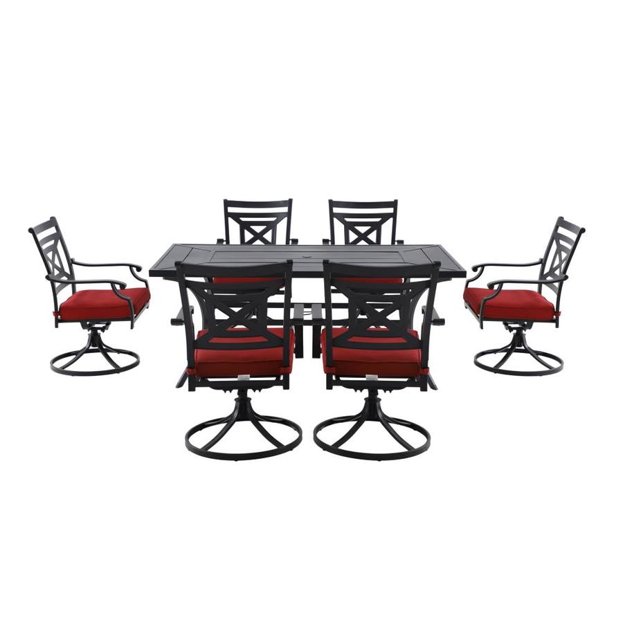Garden Treasures Kingsmead 7-Piece Black Frame Patio Set with Red ...