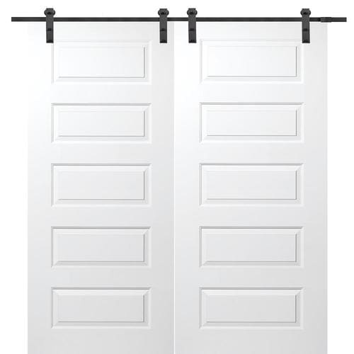 MMI DOOR Primed 5-Panel Equal Molded Composite Barn Door Hardware ...