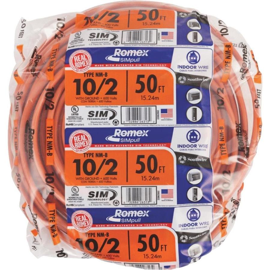 SIMpull 50-ft 10/2 Non-Metallic Wire (By-the-Roll) in the Non-Metallic ...