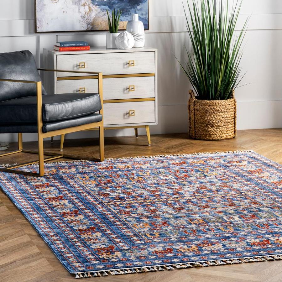 nuLOOM Everly 3 x 5 Blue Indoor Floral/Botanical Area Rug in the Rugs ...