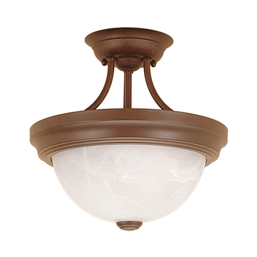 Millennium Lighting 11-in W Bronze Alabaster Glass Semi-Flush Mount ...
