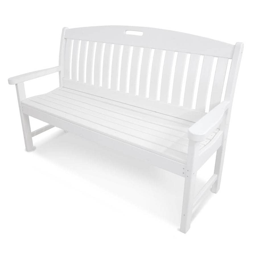 POLYWOOD Nautical 25-in W x 63.75-in L White Plastic Patio Bench at ...