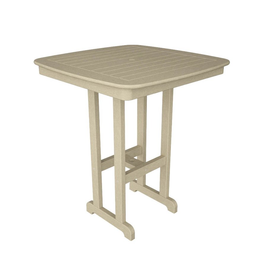 POLYWOOD Nautical 36.75-in W x 36.75-in L Square Plastic Bar Table at ...