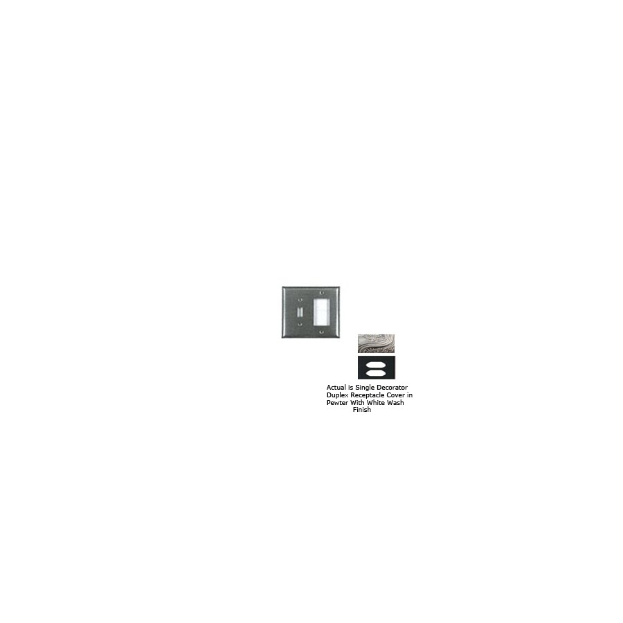 Anne at Home 1-Gang White Wash Decorator Duplex Receptacle Pewter Wall ...