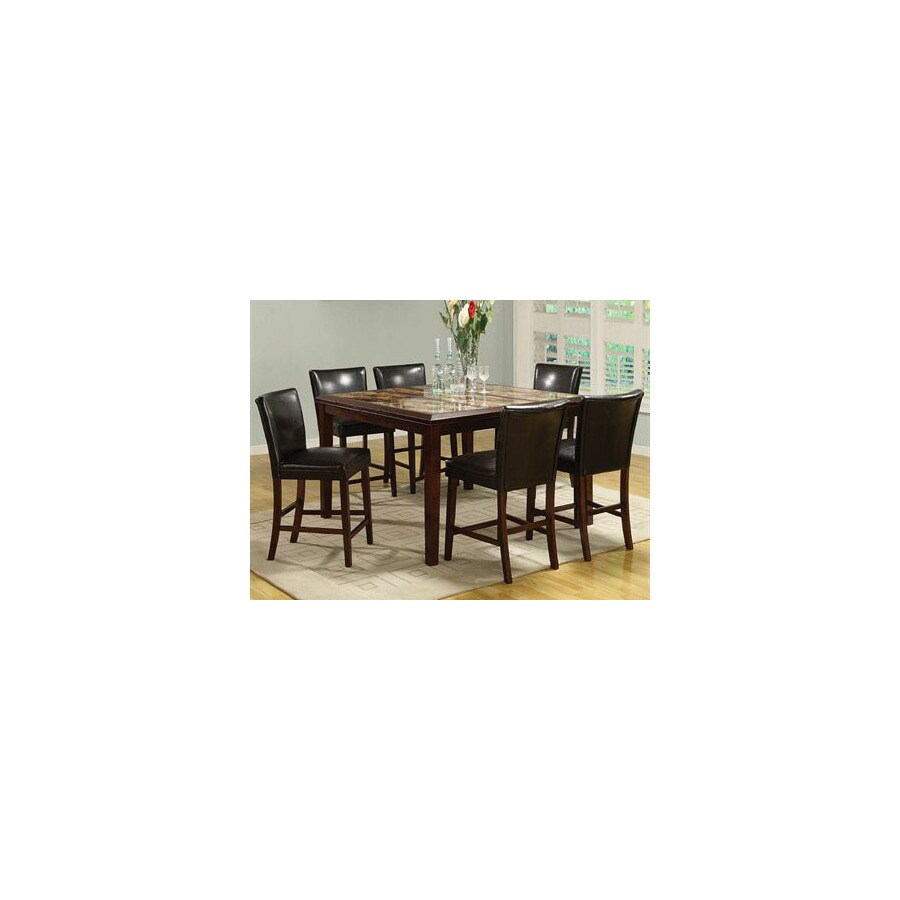 Furniture of America Rock Port Dark Walnut Dining Set at Lowes.com