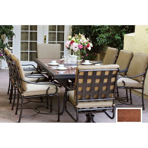 Darlee 9-Piece Florence Cushioned Cast Aluminum Patio Dining Set at ...
