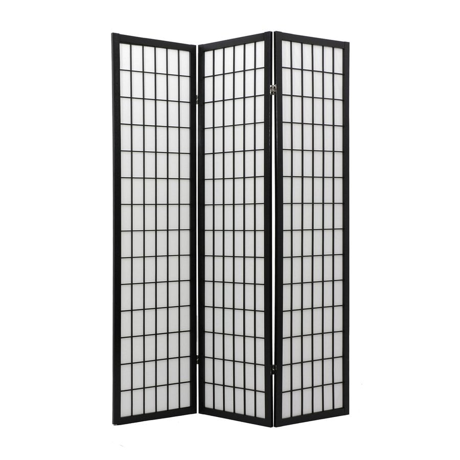 Oriental Furniture Window Pane 3-Panel Black Paper Folding Indoor ...