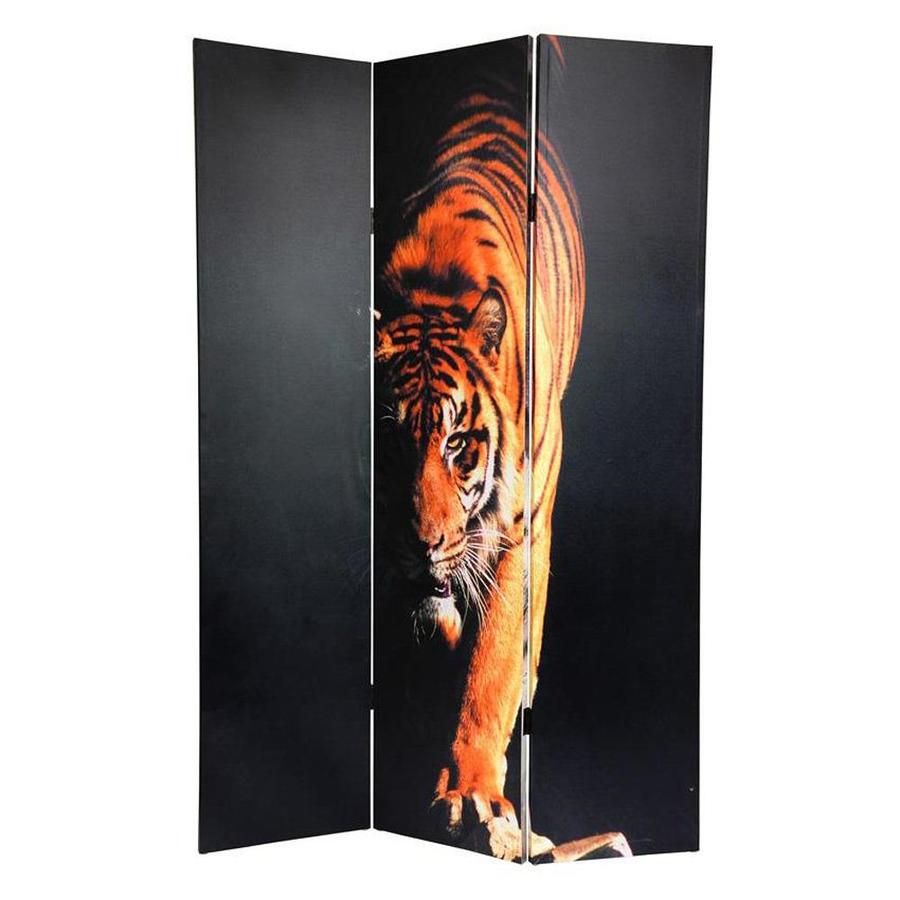 Oriental Furniture Tiger 3-Panel Multicolor Fabric Folding Indoor ...