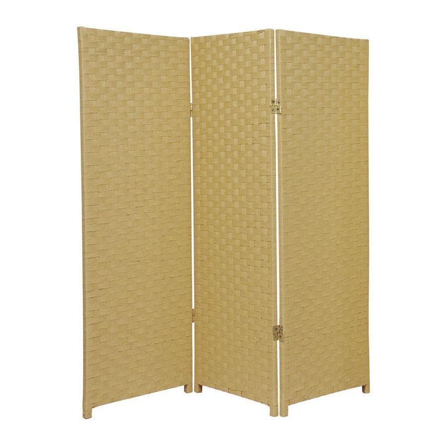 Oriental Furniture 3-Panel Dark Beige Woven Fiber Folding Indoor ...