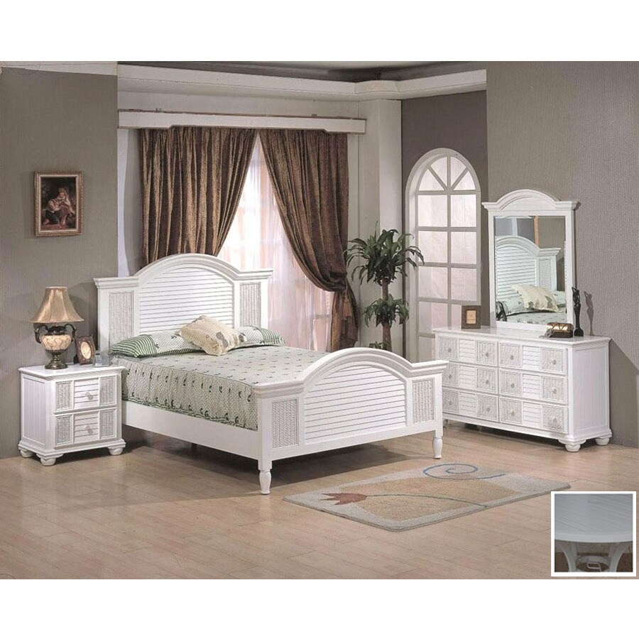 Hospitality Rattan Ships Wheel White King Bedroom Set at Lowes