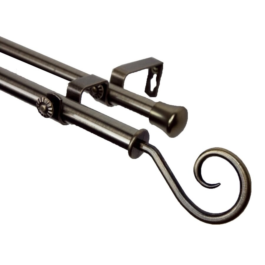Rod Desyne Modern Curl 48-in to 84-in Antique Brass Steel Double ...