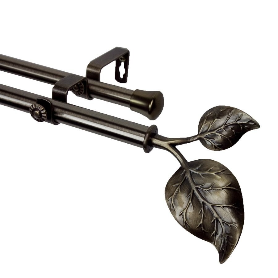 Rod Desyne Modern Ivy 48-in to 84-in Antique Brass Steel Double Curtain ...