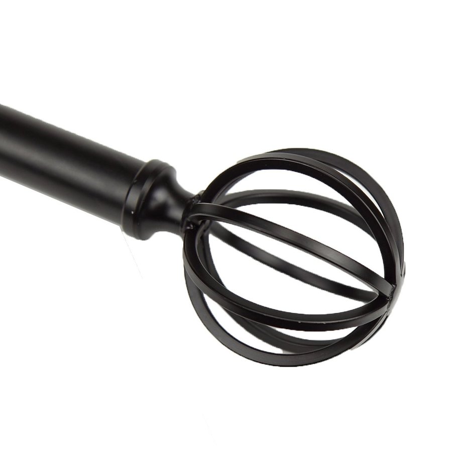 Rod Desyne Modern Cage 120-in to 170-in Black Steel Single Curtain Rod ...