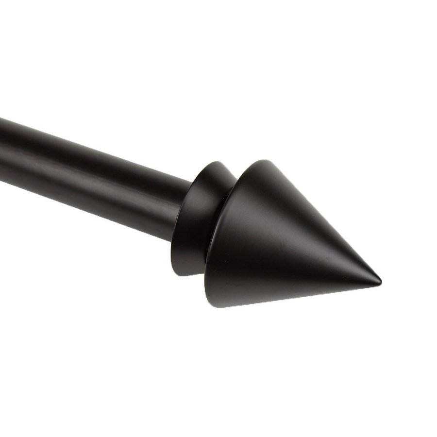 Rod Desyne Modern Cone 66-in to 120-in Black Steel Single Curtain Rod ...