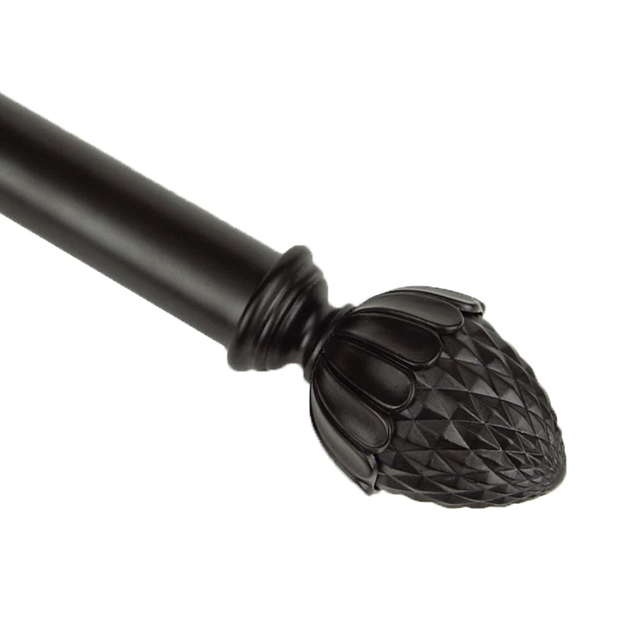 Rod Desyne Modern Acorn 28-in to 48-in Black Steel Single Curtain Rod ...