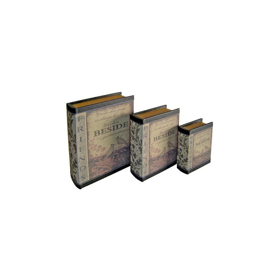 Cheung's Set of 3 Friends Rectangular Wood Burlap Book Decorative Boxes ...