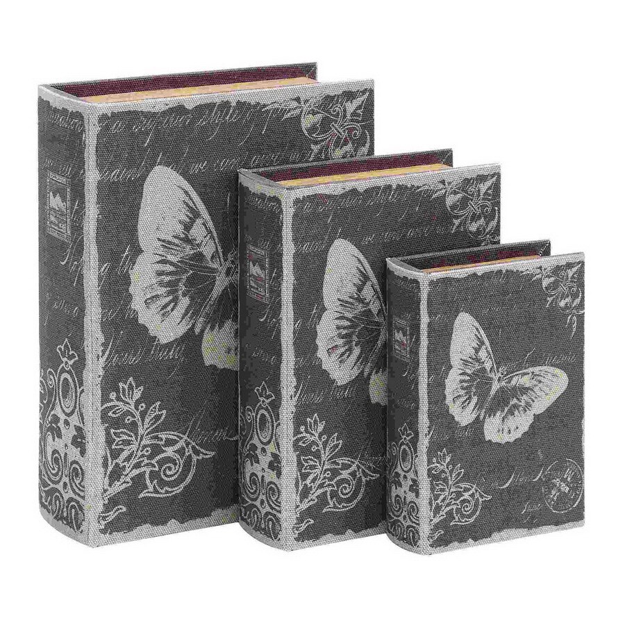 UMA Enterprises Set of 3 Rectangular Paris Butterfly Book Boxes at ...