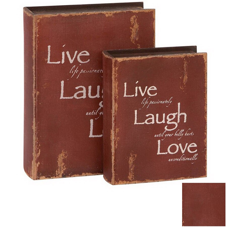 UMA Enterprises Set of 2 Red Rectangular Wood Library Storage Book ...