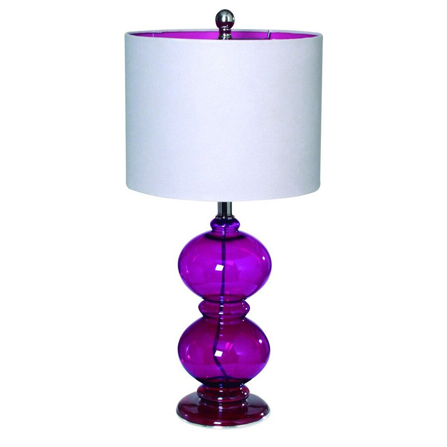 Gen-Lite 27-in Purple Art Glass Indoor Table Lamp with Fabric Shade in ...