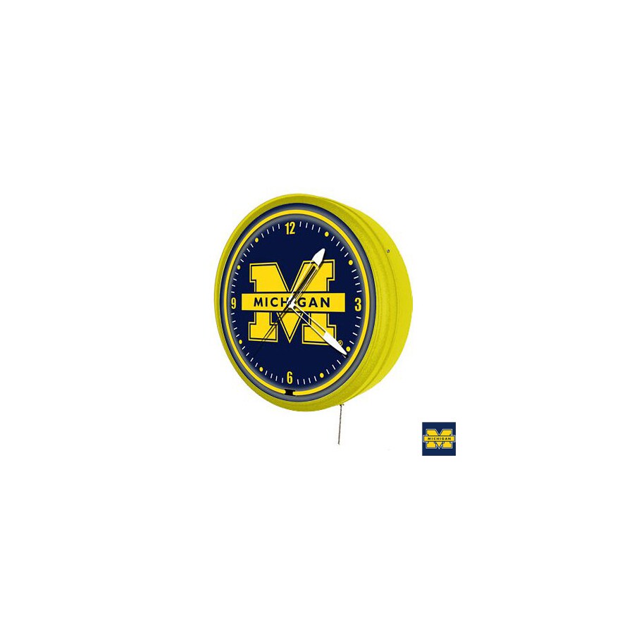 Sports Fan Products Michigan Wolverines Metal Encased Neon Clock at ...