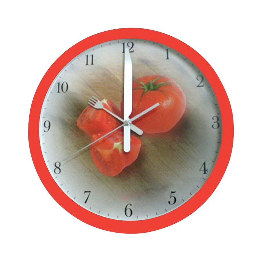 Ashton Sutton 12-in Standard/Arabic Numeral Tomato Wall Clock at Lowes.com