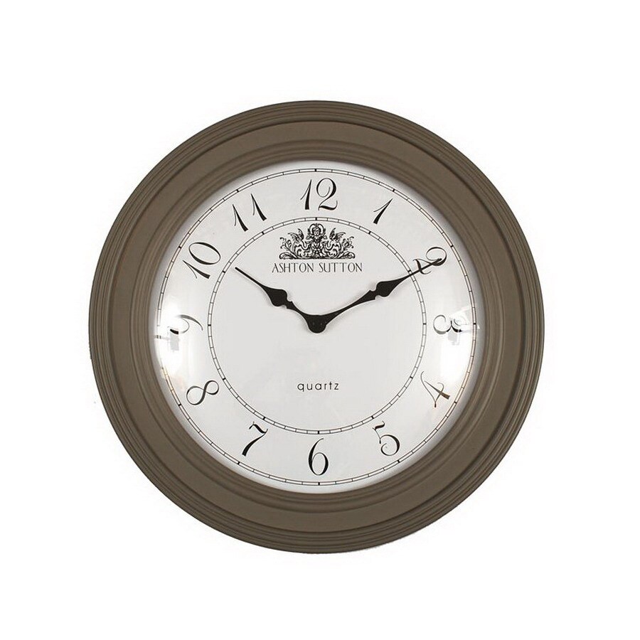 Ashton Sutton Standard/Arabic Numeral Round Velvet Pewter Wall Clock at ...